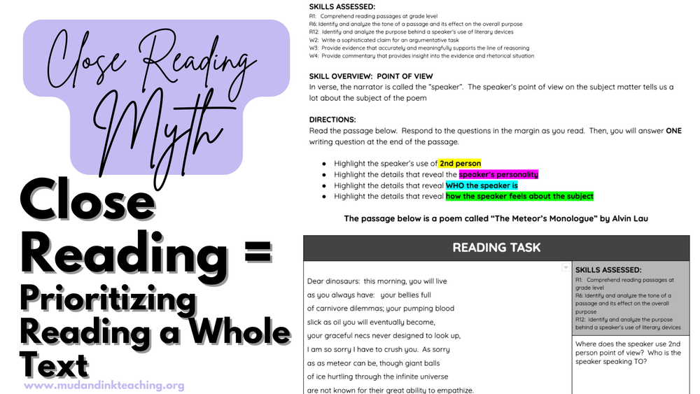 Three Myths about Close Reading — Mud and Ink Teaching