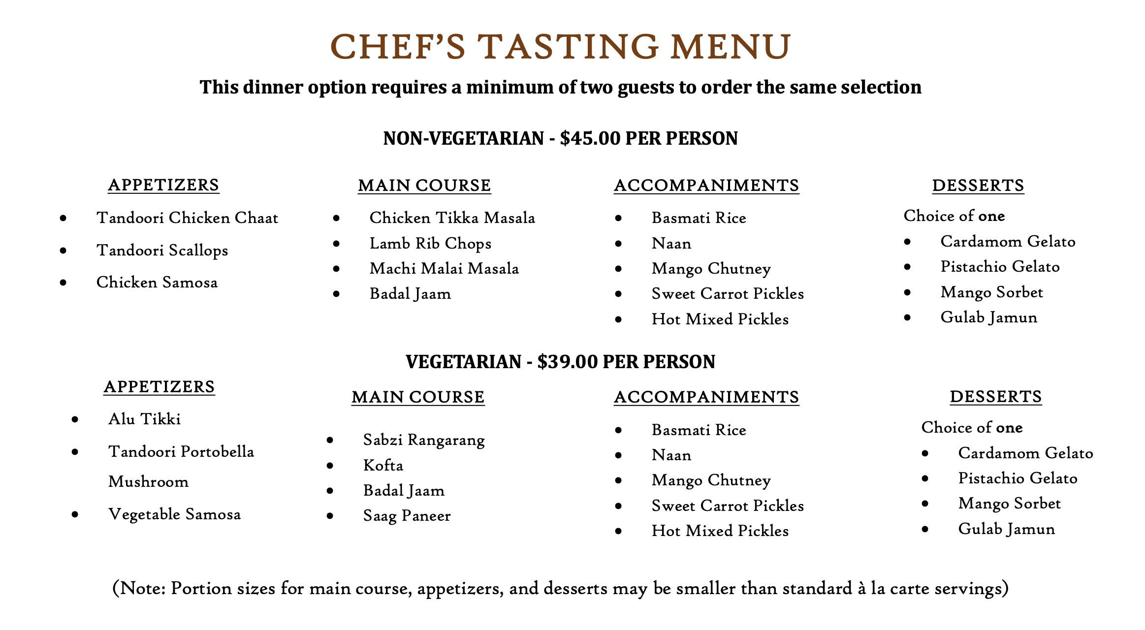 Dine-in Menu — Ajanta Restaurant