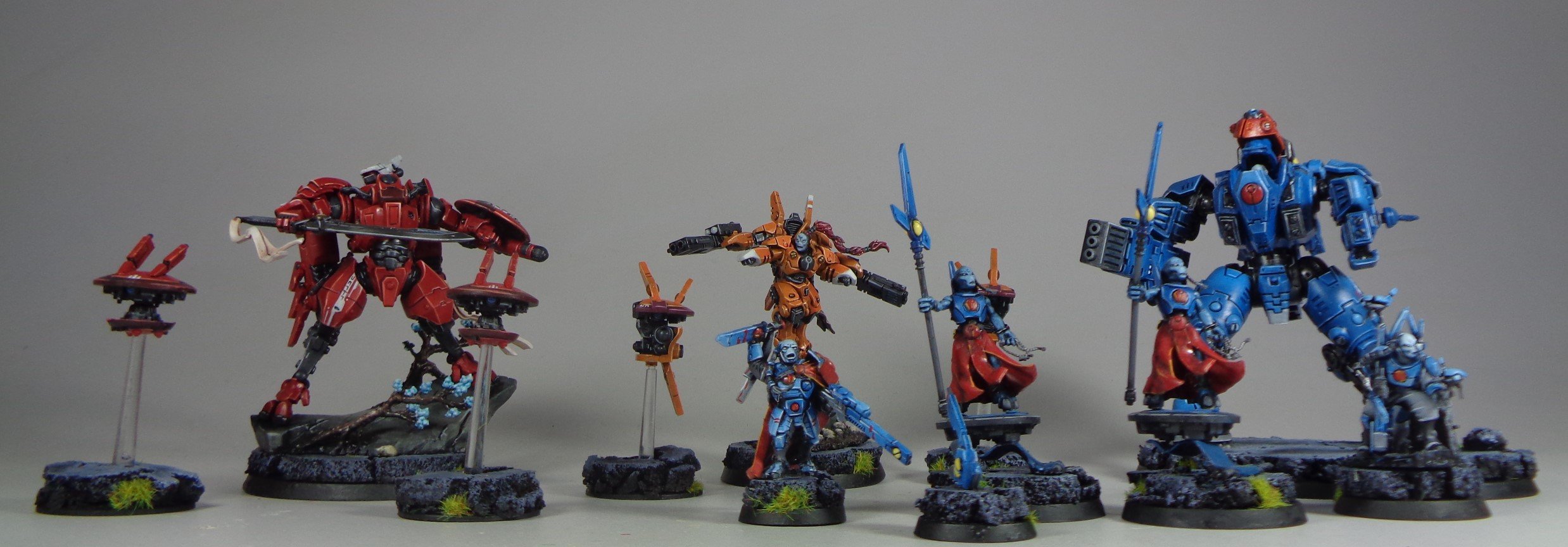 Some Blue and Red Tau with Cork Basing — Paintedfigs Miniature Painting ...