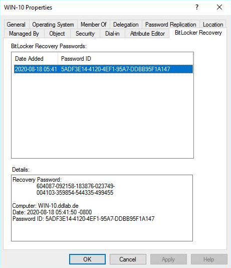 BitLocker für Unternehmen: Widerherstellungsschlüssel im AD auslesen ...