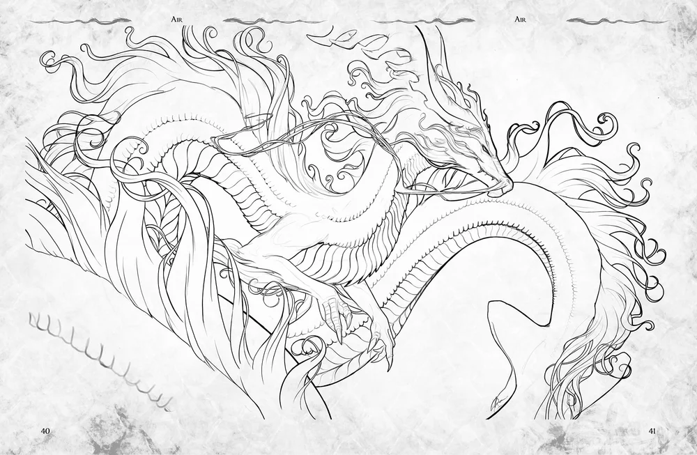 Japanese Dragon Line Drawing