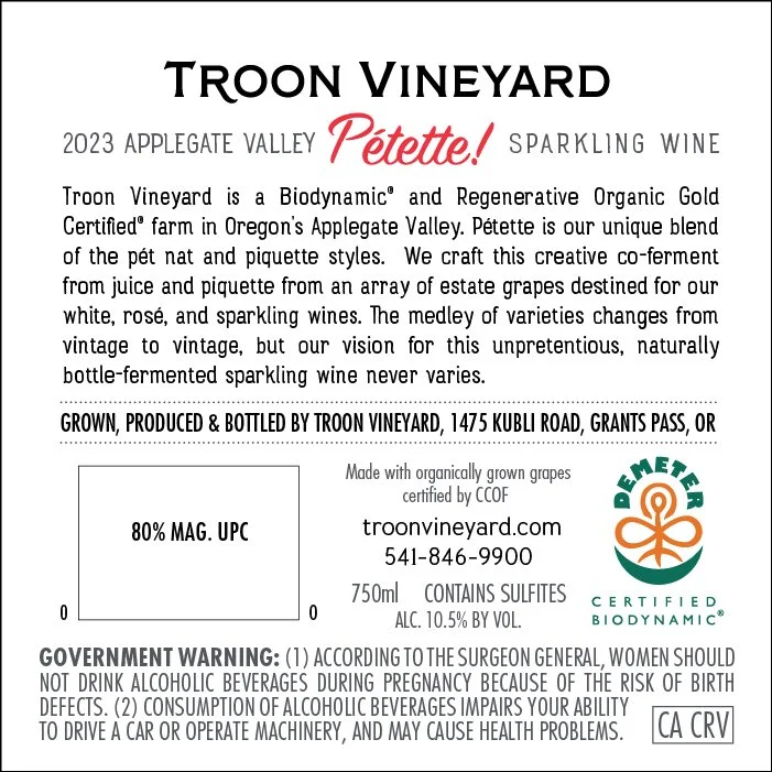 Pétette — Troon Vineyard
