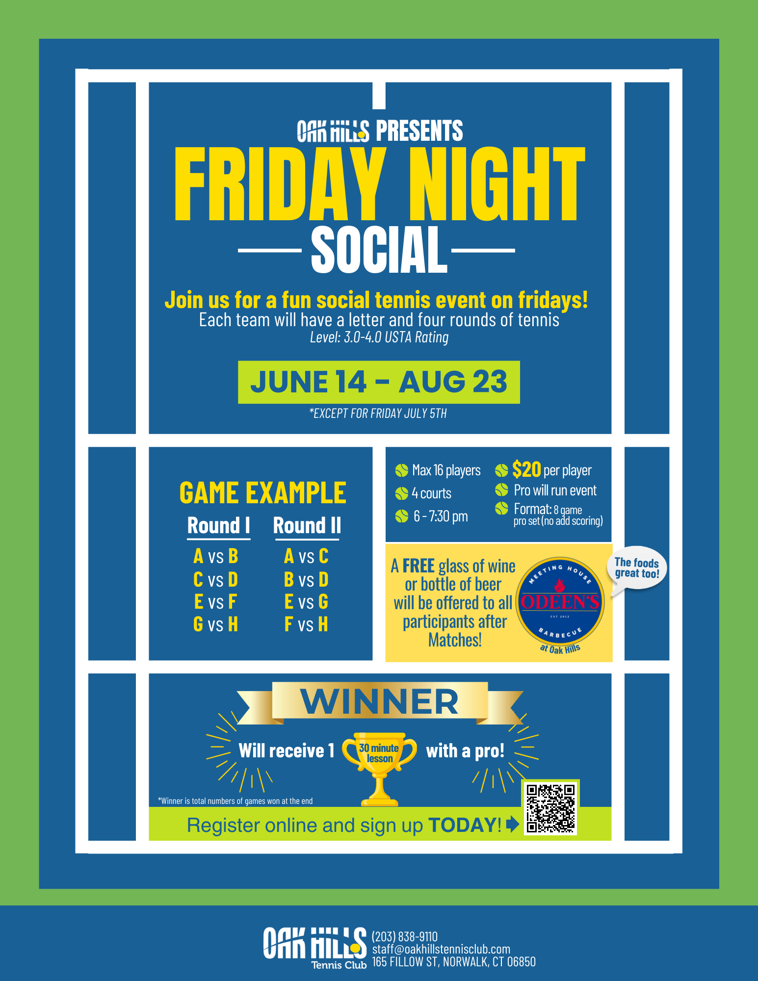 Adult Friday Night Social | Norwalk CT | Oak Hills Tennis Club ...