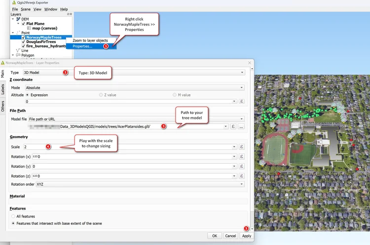 How To Incorporate 3d Models Into A 3d Scene In Qgis Using Qgis2threejs — Opengislab