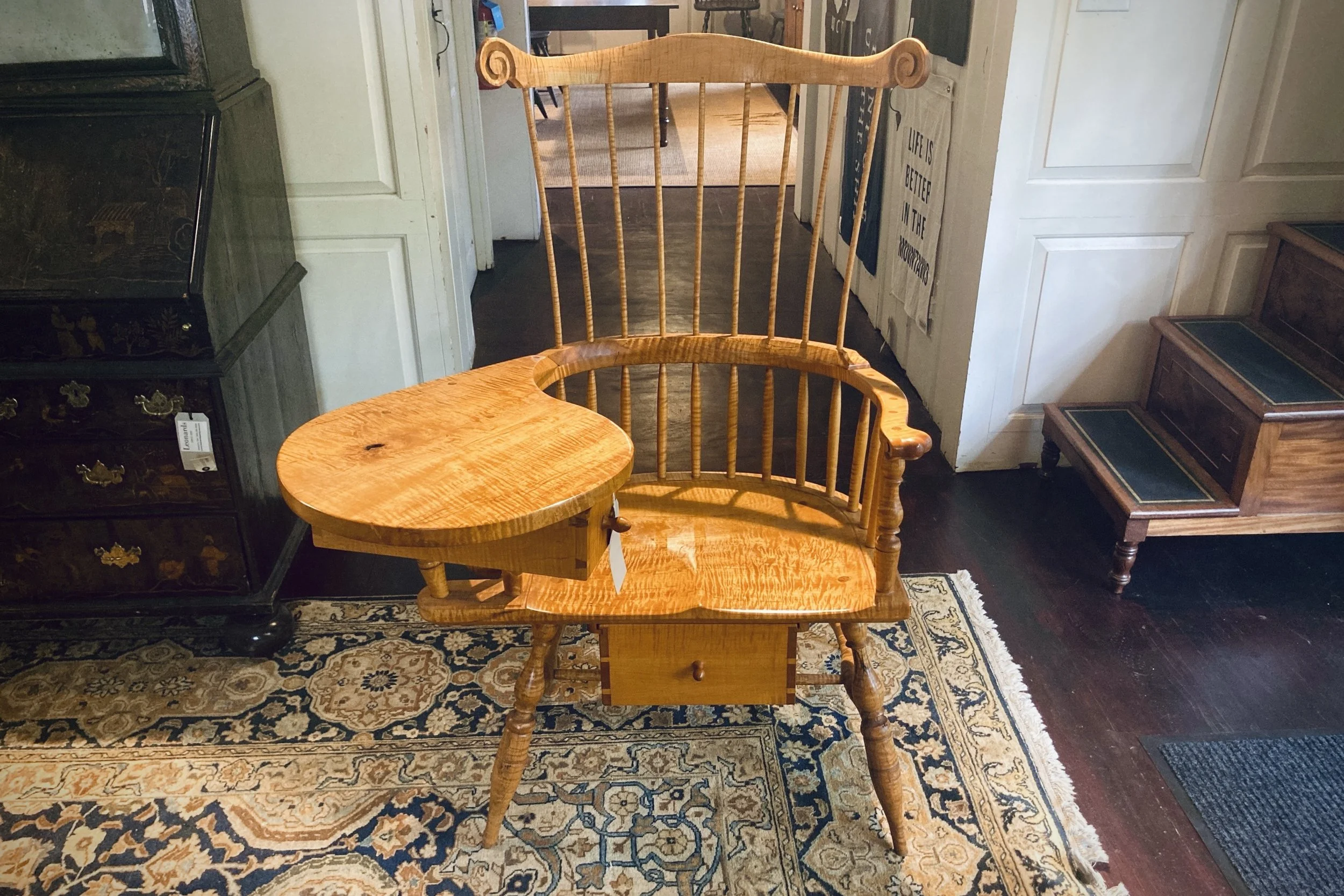 Windsor Fan Back Writing Arm Chair in Tiger Maple, Custom Built by ...