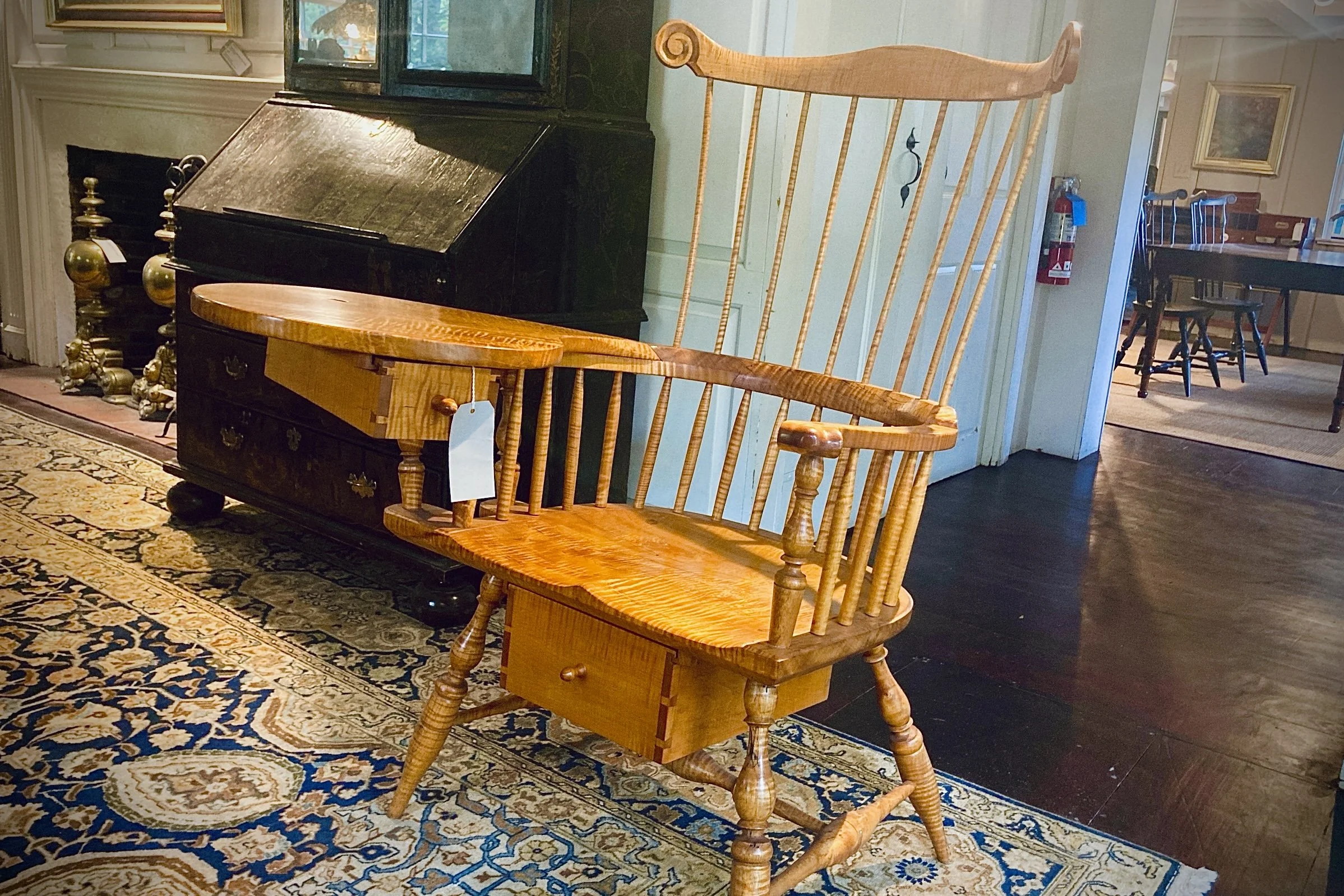 Windsor Fan Back Writing Arm Chair in Tiger Maple, Custom Built by ...