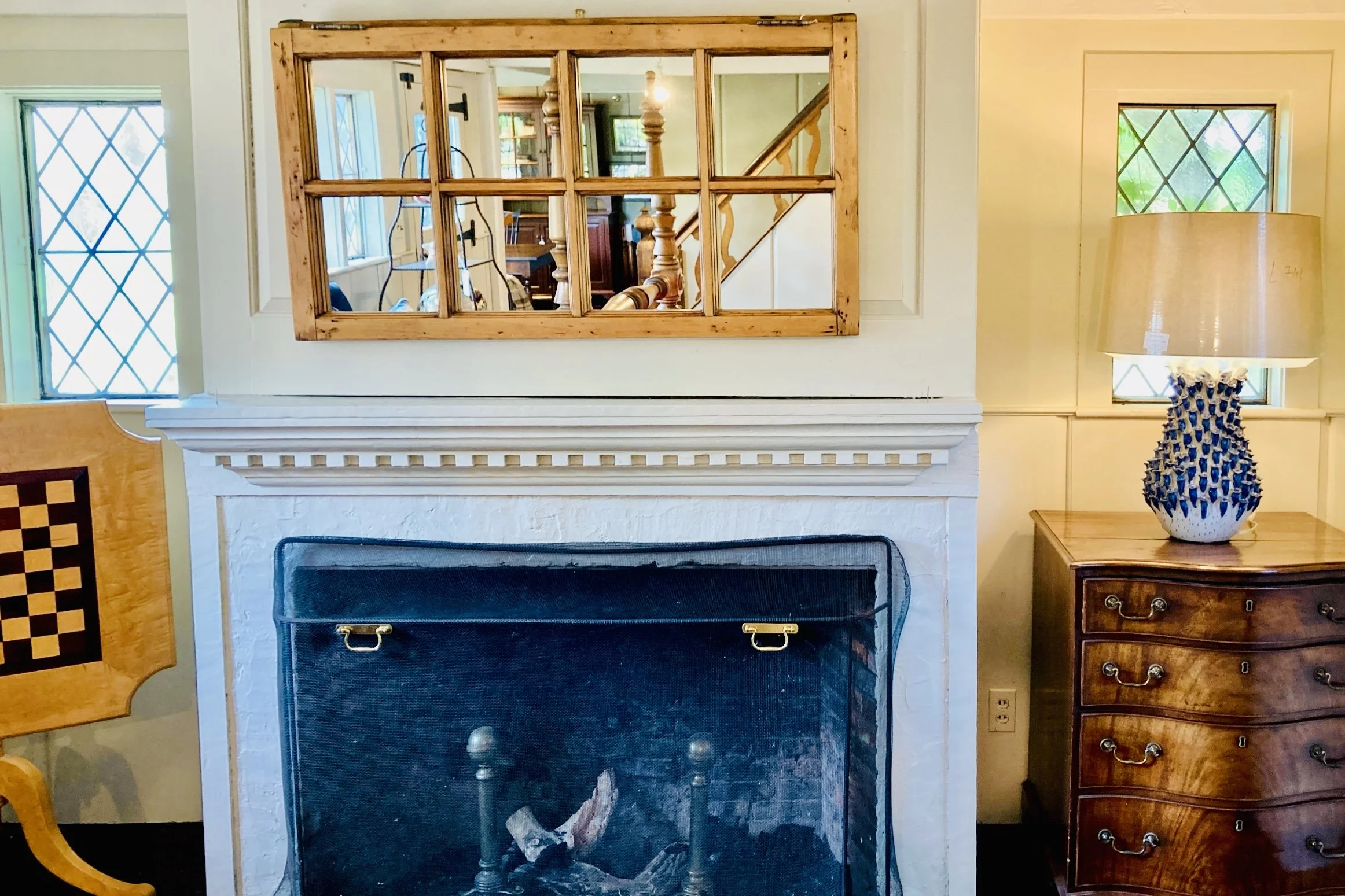 Vintage 8 Pane Window Frame Mirror in Pine. 19th Century — LEONARDS NEW ...