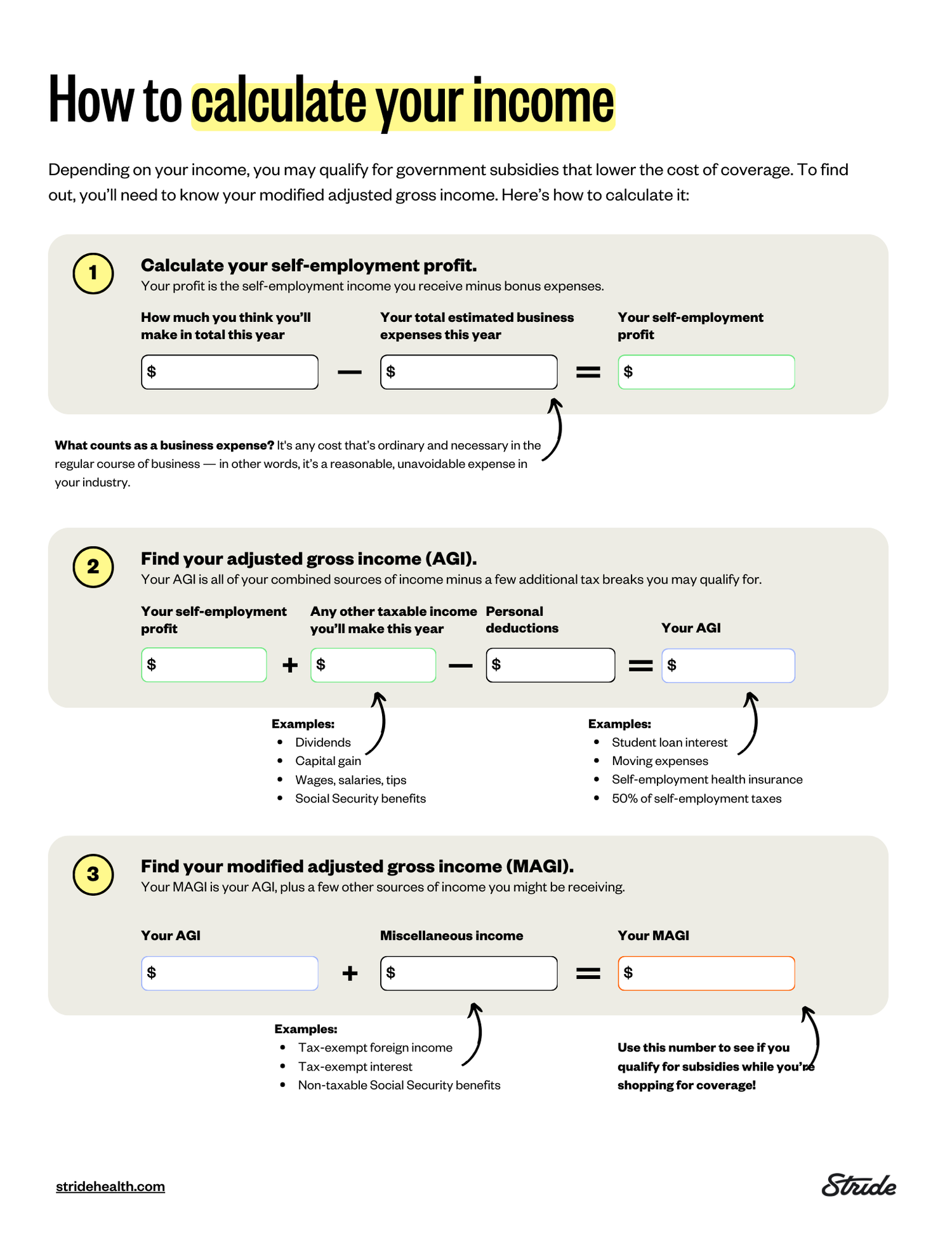 How to Calculate Your Income for Health Insurance — Stride Blog