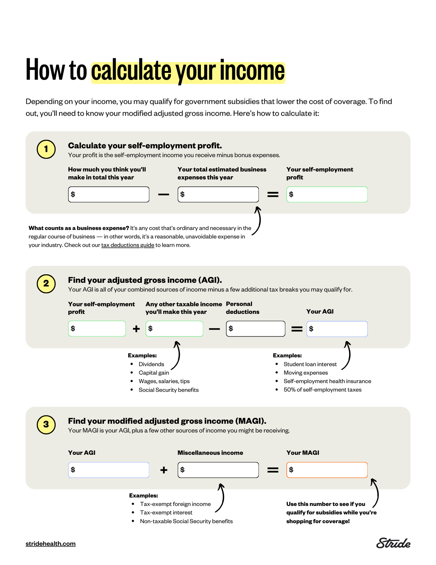 How to calculate your income — Stride Blog