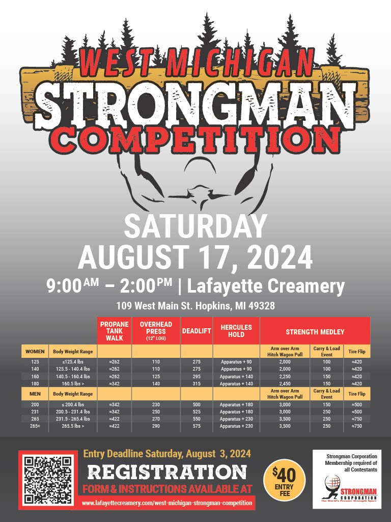 West Michigan Strongman Competition — Lafayette Creamery LLC.