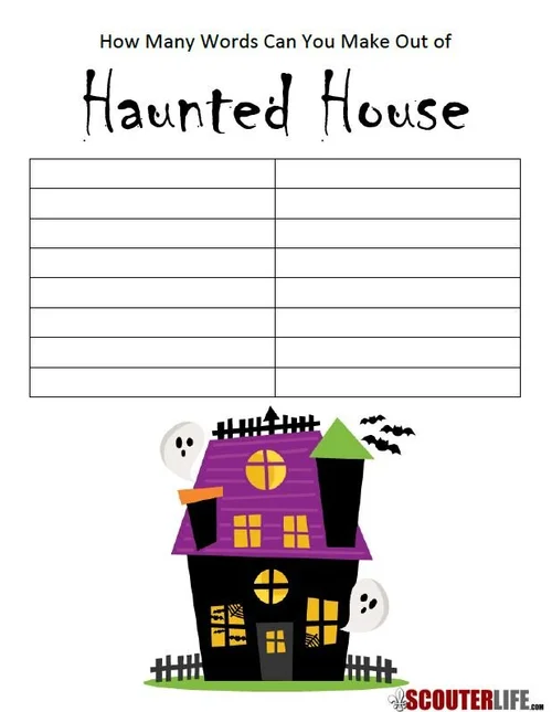 Haunted House Words — ScouterLife