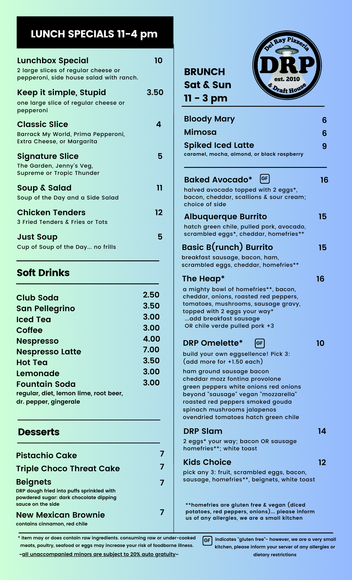FOODS — Del Ray Pizzeria & Draft House