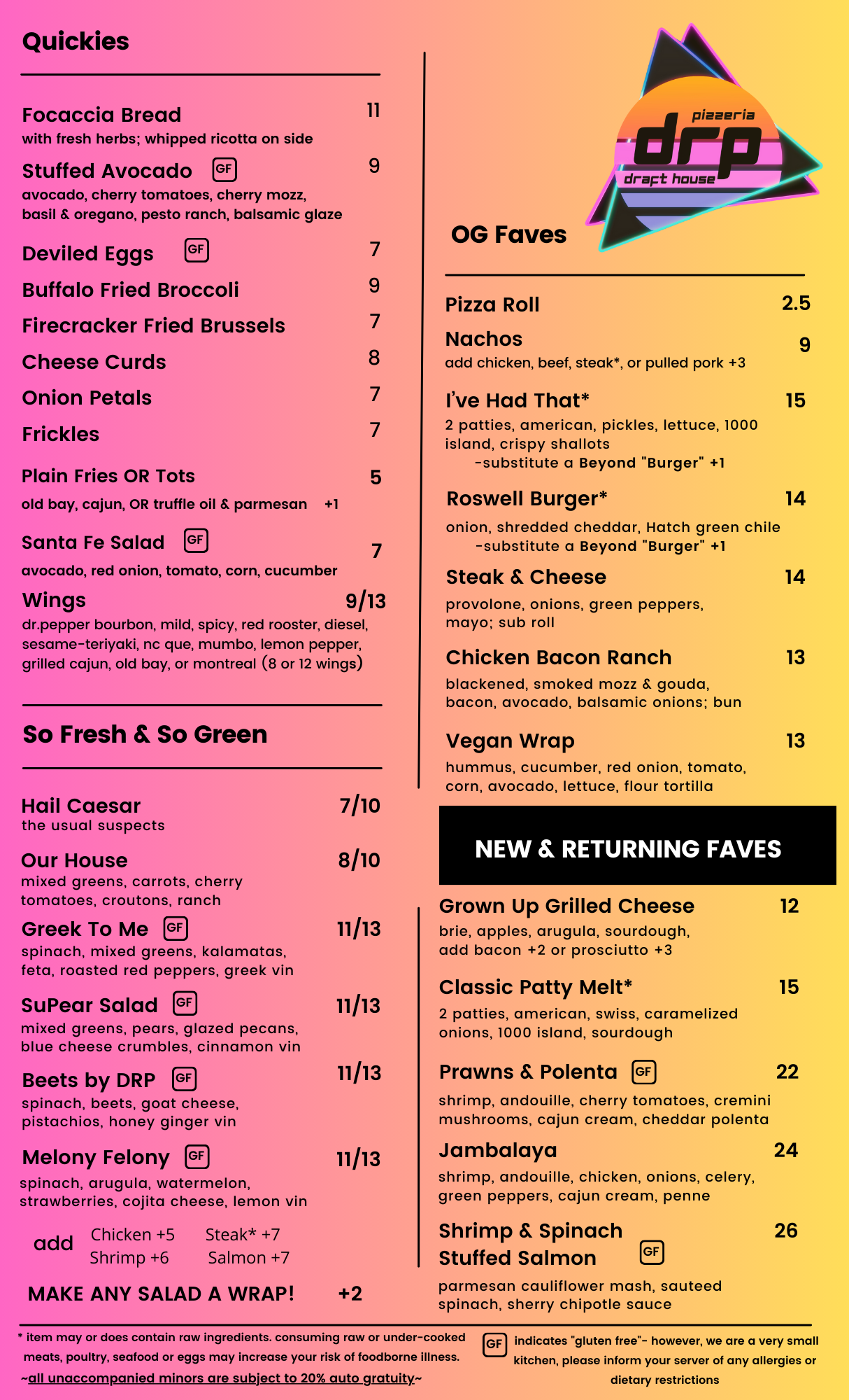 FOODS — Del Ray Pizzeria & Draft House