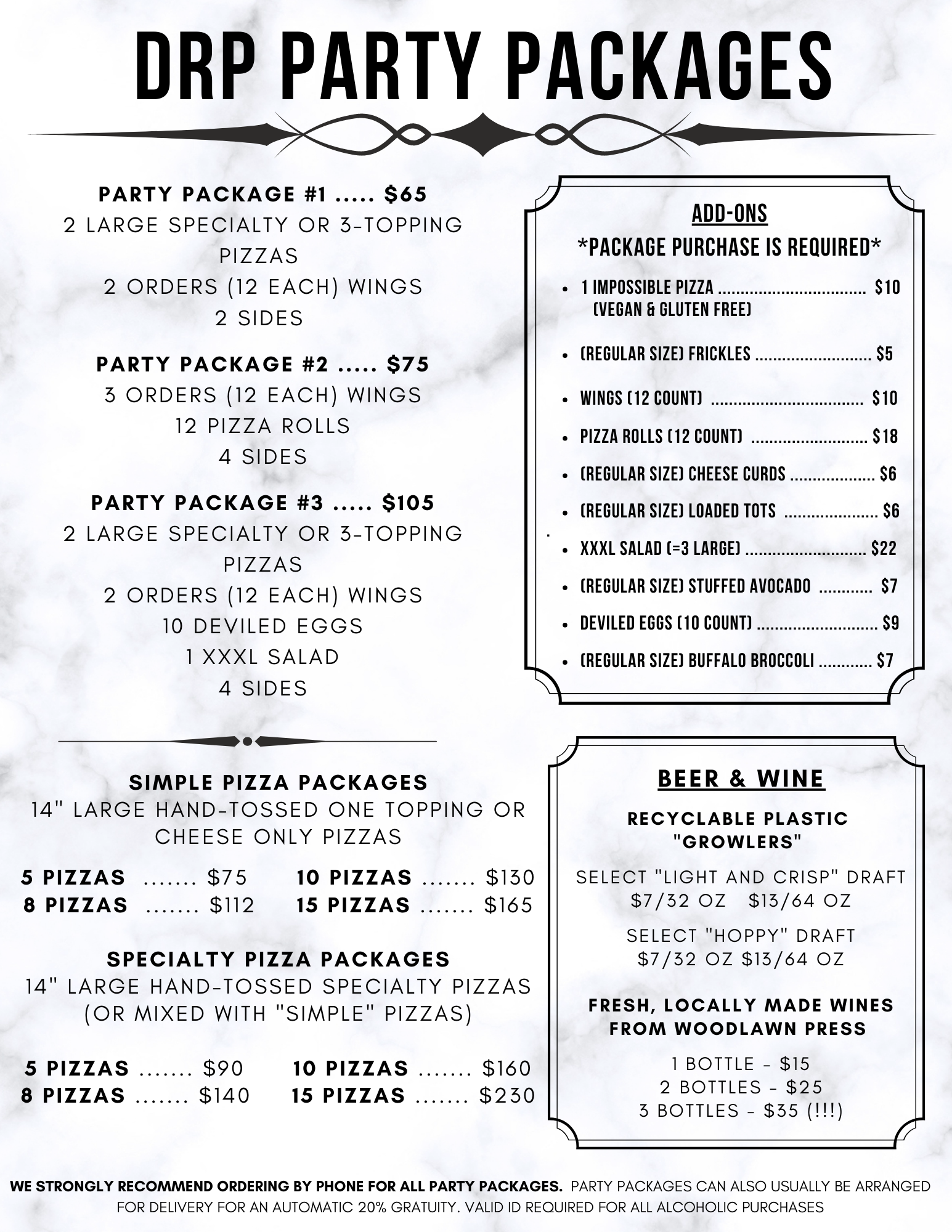 FOODS — Del Ray Pizzeria & Draft House