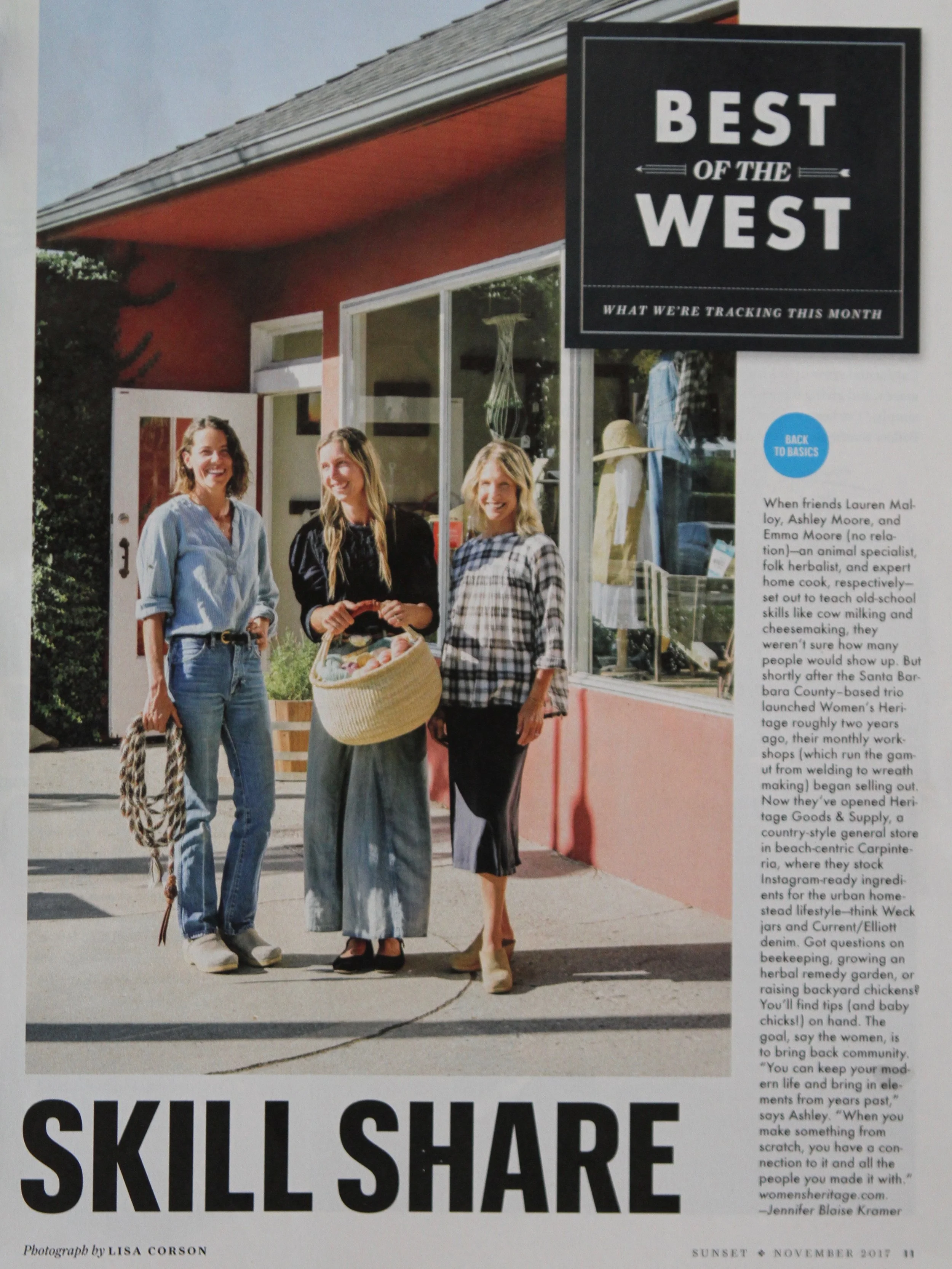Sunset Magazine Feature — Women's Heritage