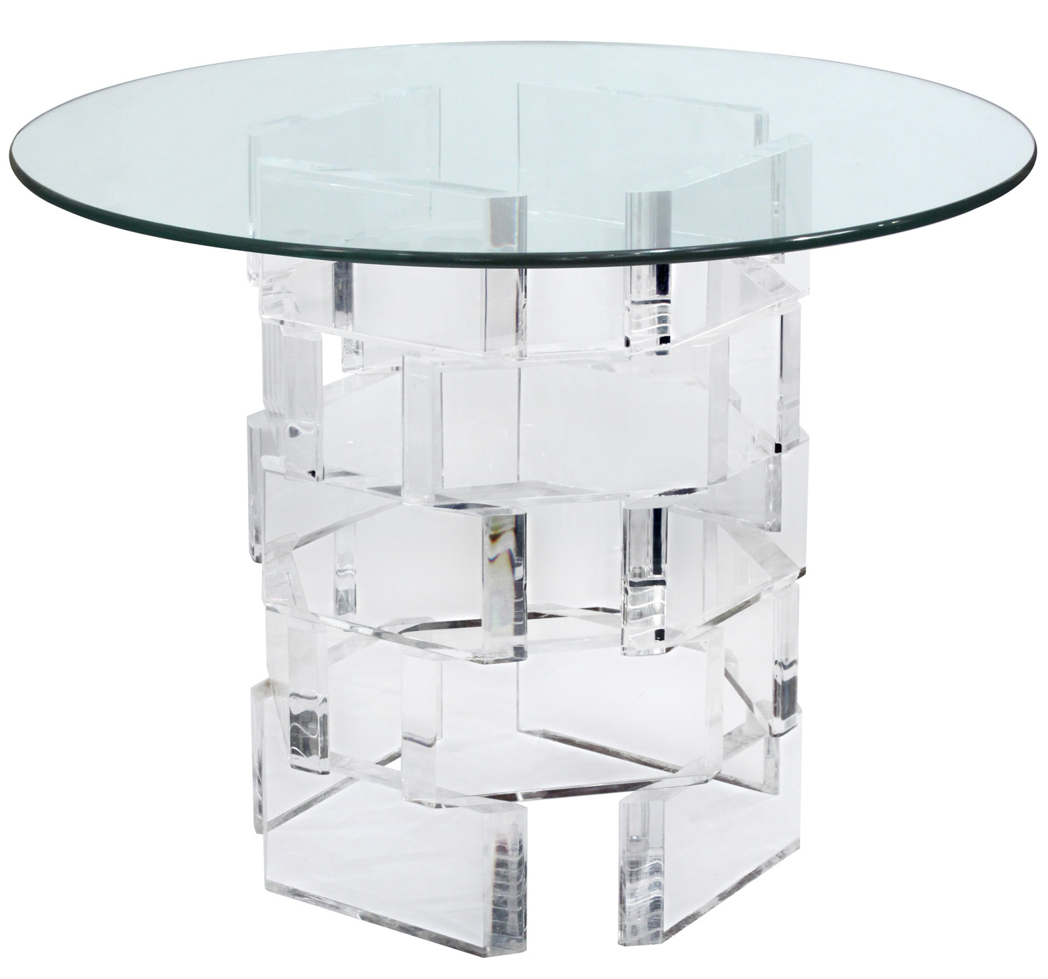 Chic Stacked Lucite Blocks Side Table - SOLD — Lobel Modern NYC