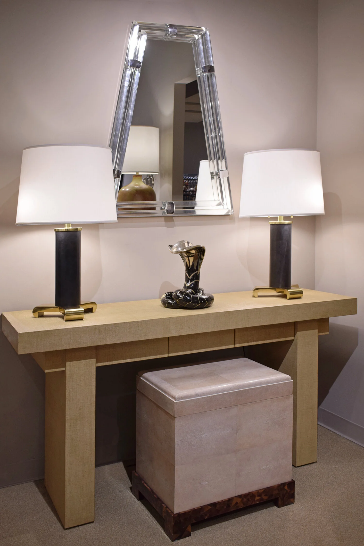 Karl Springer "T-Style Console Table" in Lacquered Linen 1970s — Lobel ...