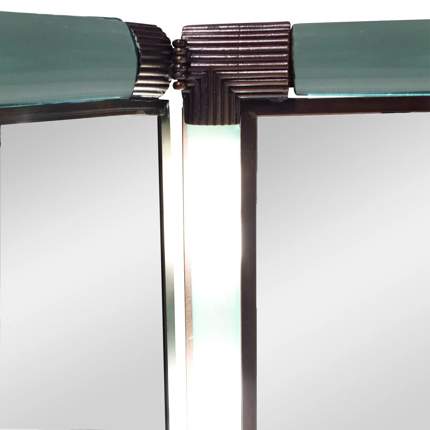 Karl Springer Rare Illuminating Glass and Bronze Vanity Mirror 1980s ...