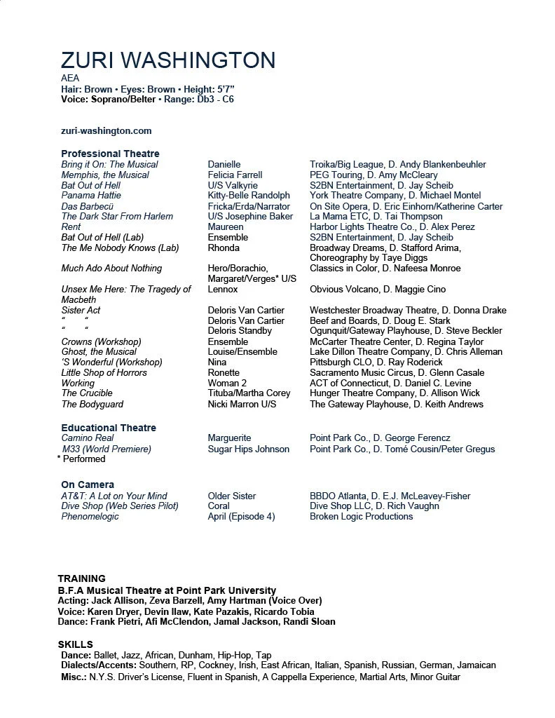 Resume — Zuri Washington