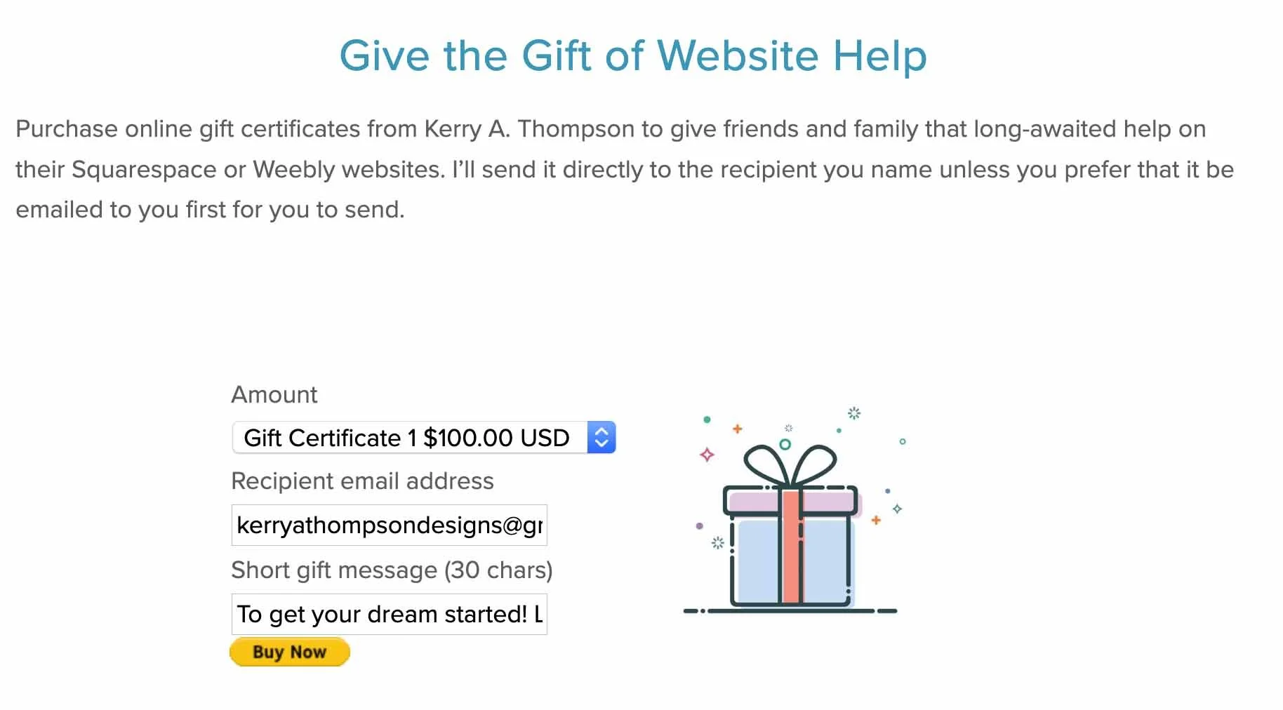 Kerry A. Thompson Website Design - How to add a gift certificate with a ...