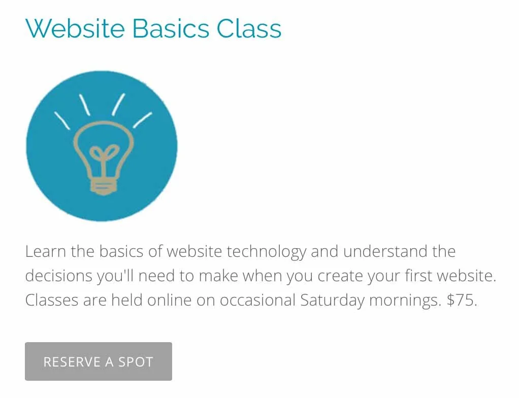 Kerry A. Thompson Website Design - How to promote classes on your website