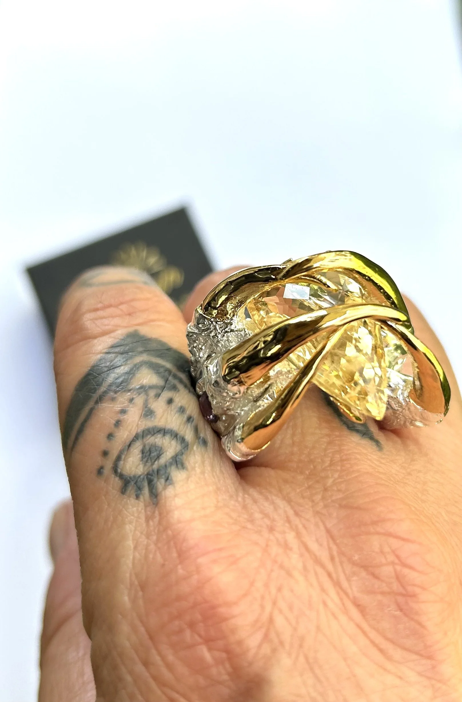 Hunted owl talon cocktail ring with with gold tipped talons — Eilisain ...