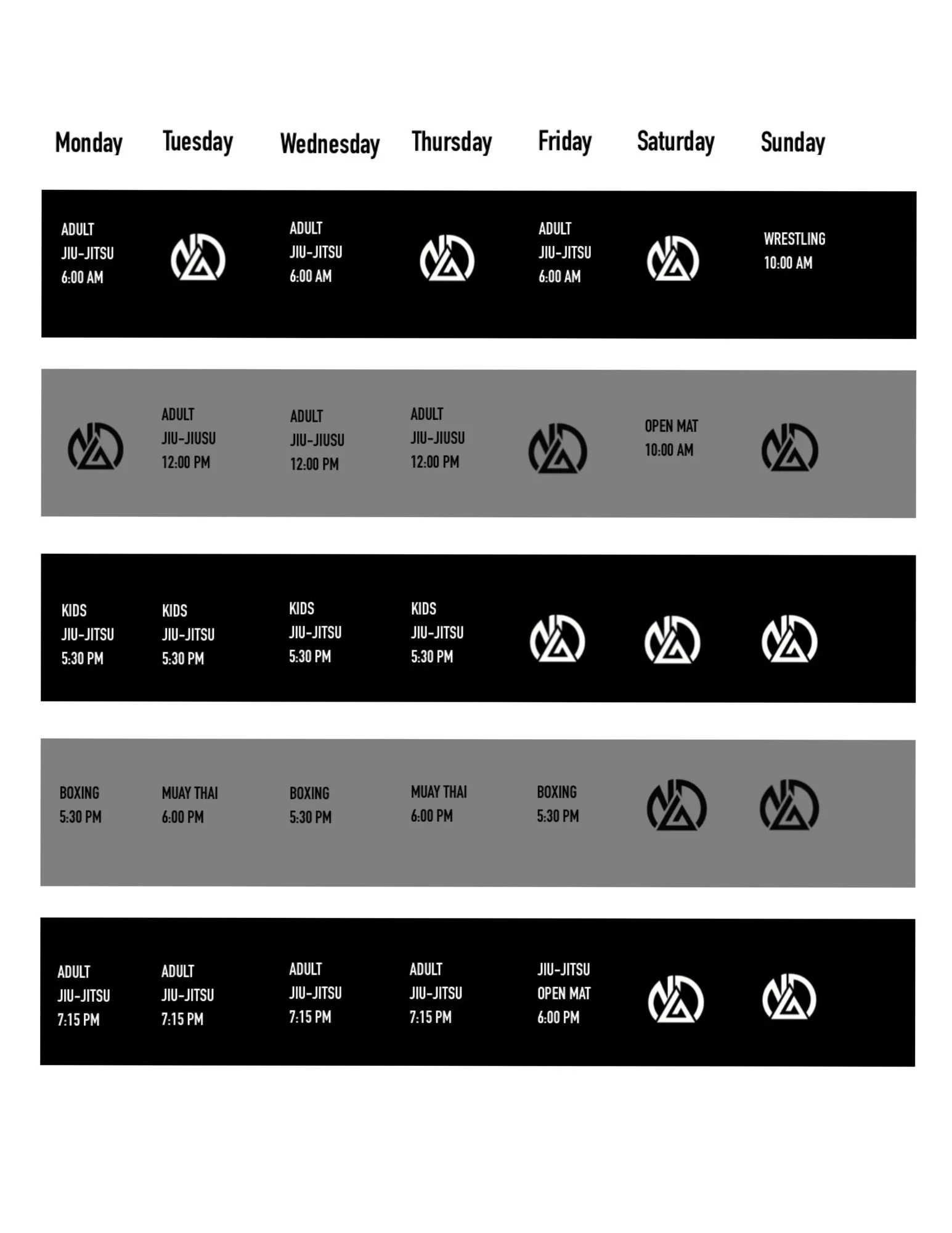 Class Schedule — Nick Diaz Academy