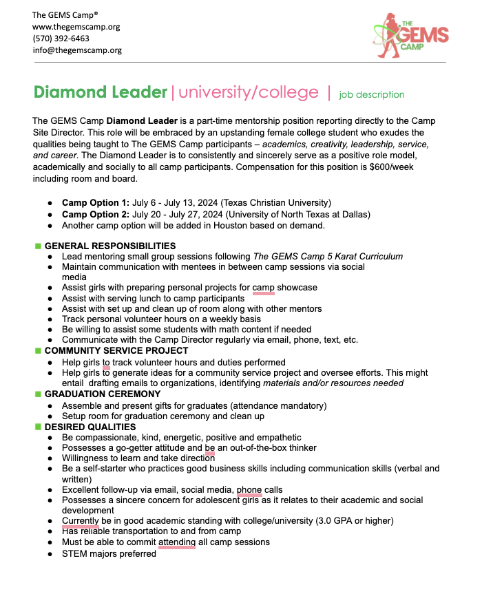 Apply — The GEMS Camp