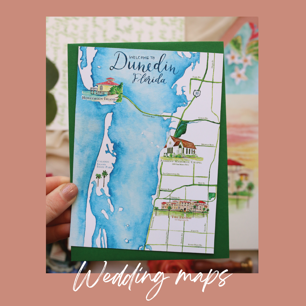 Watercolor Wedding Map