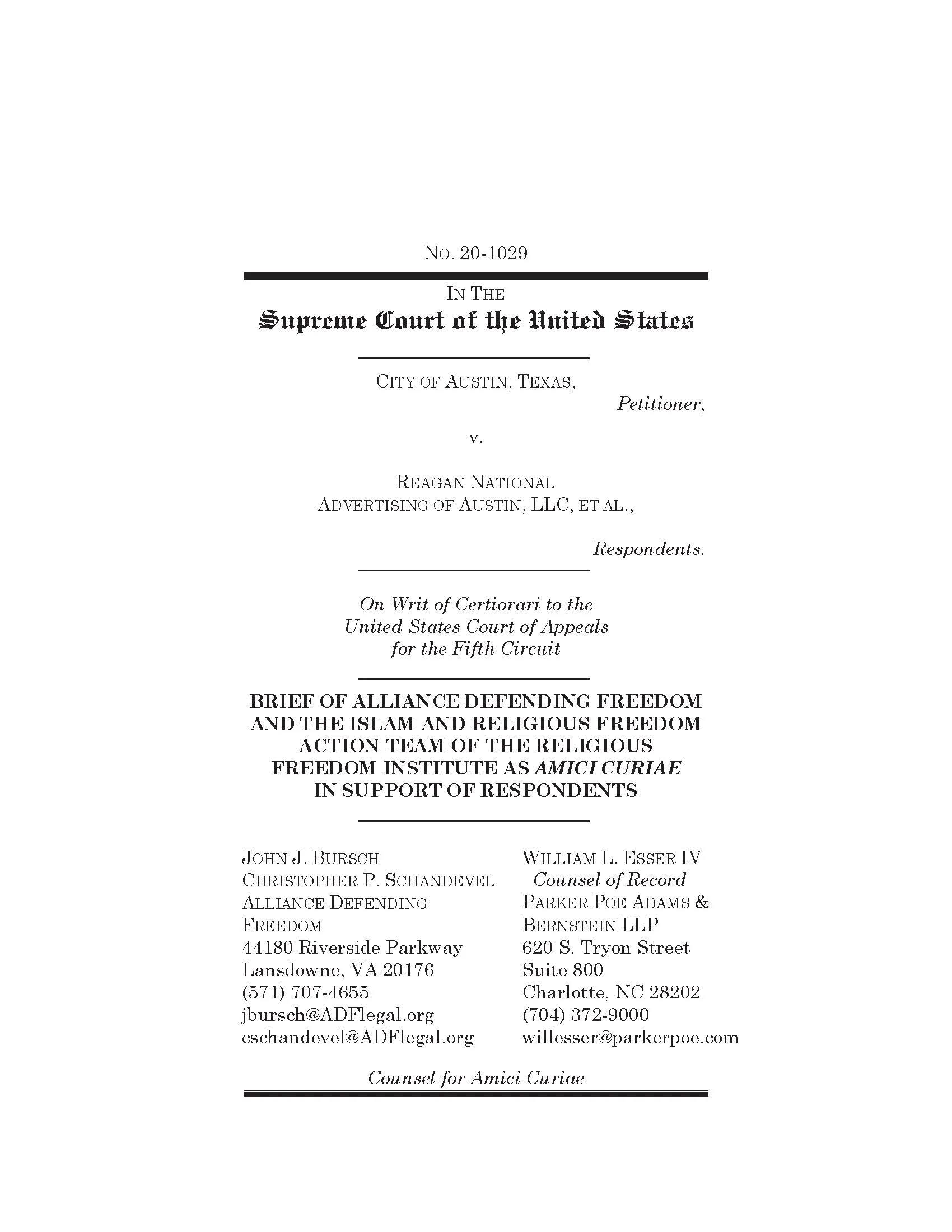 Amicus Briefs — Religious Freedom Institute