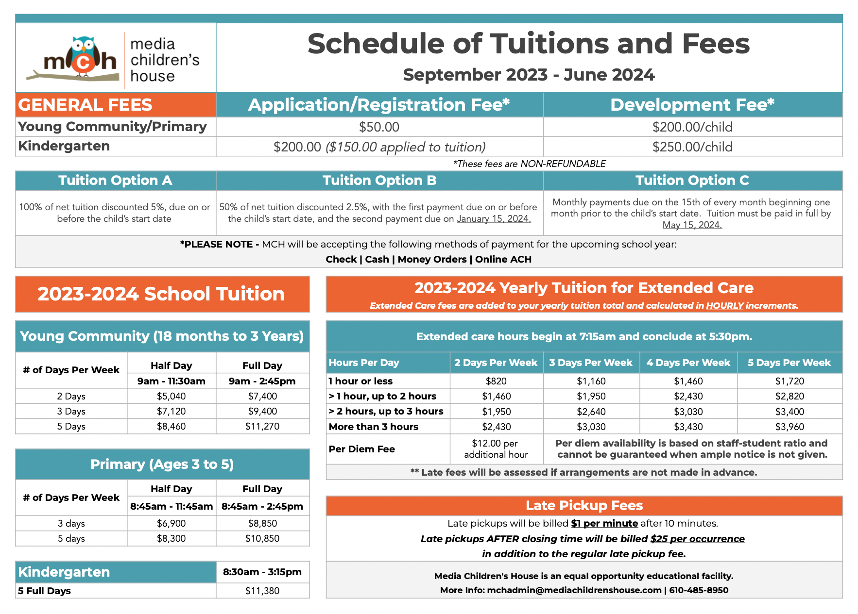 Tuition Info — Media Children's House - Aston, PA