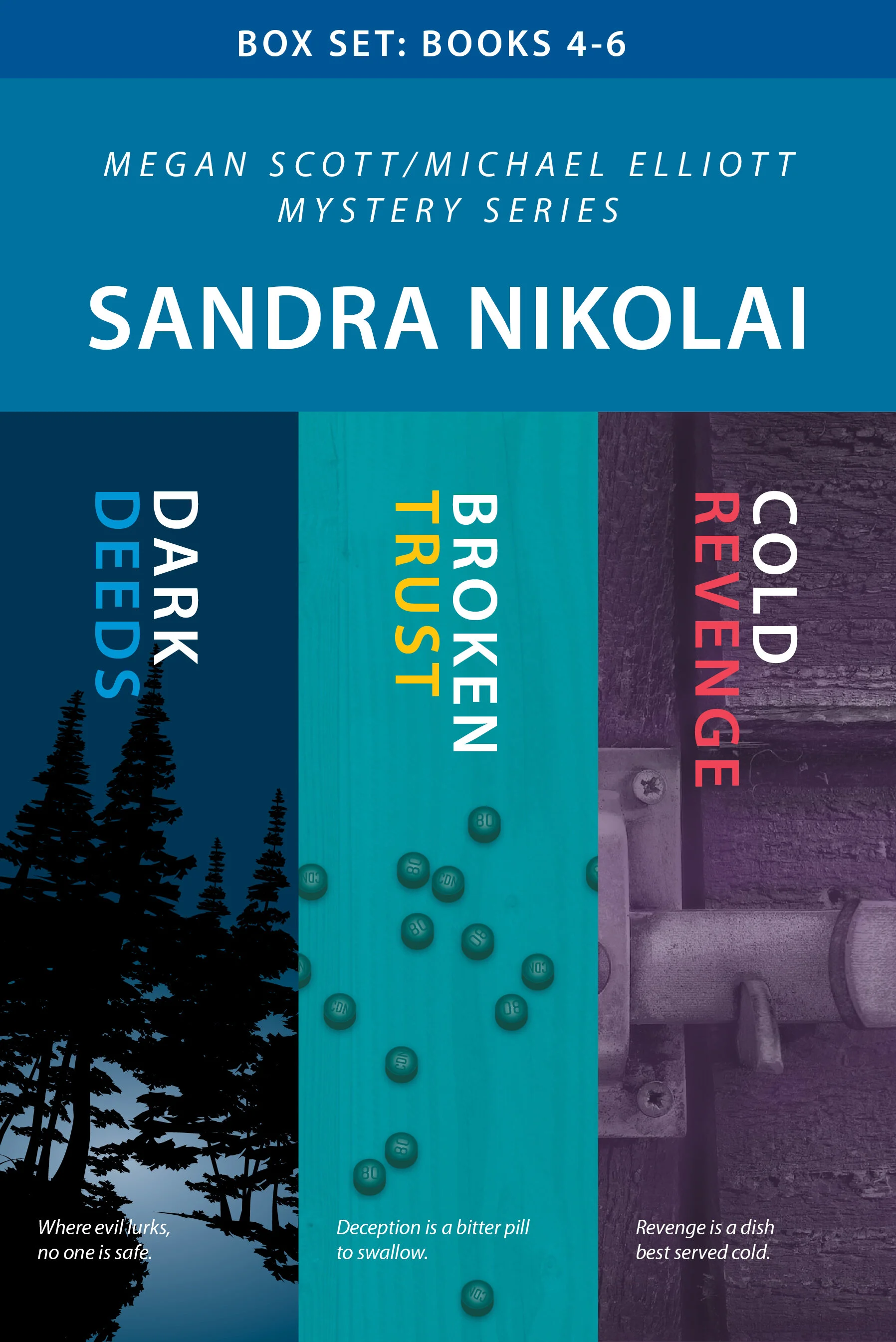 Megan Scott/Michael Elliott Mystery series books — Sandra Nikolai