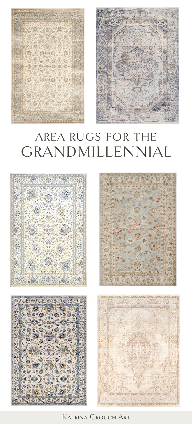 Grandmillennial Style Area Rugs — Katrina Crouch Art