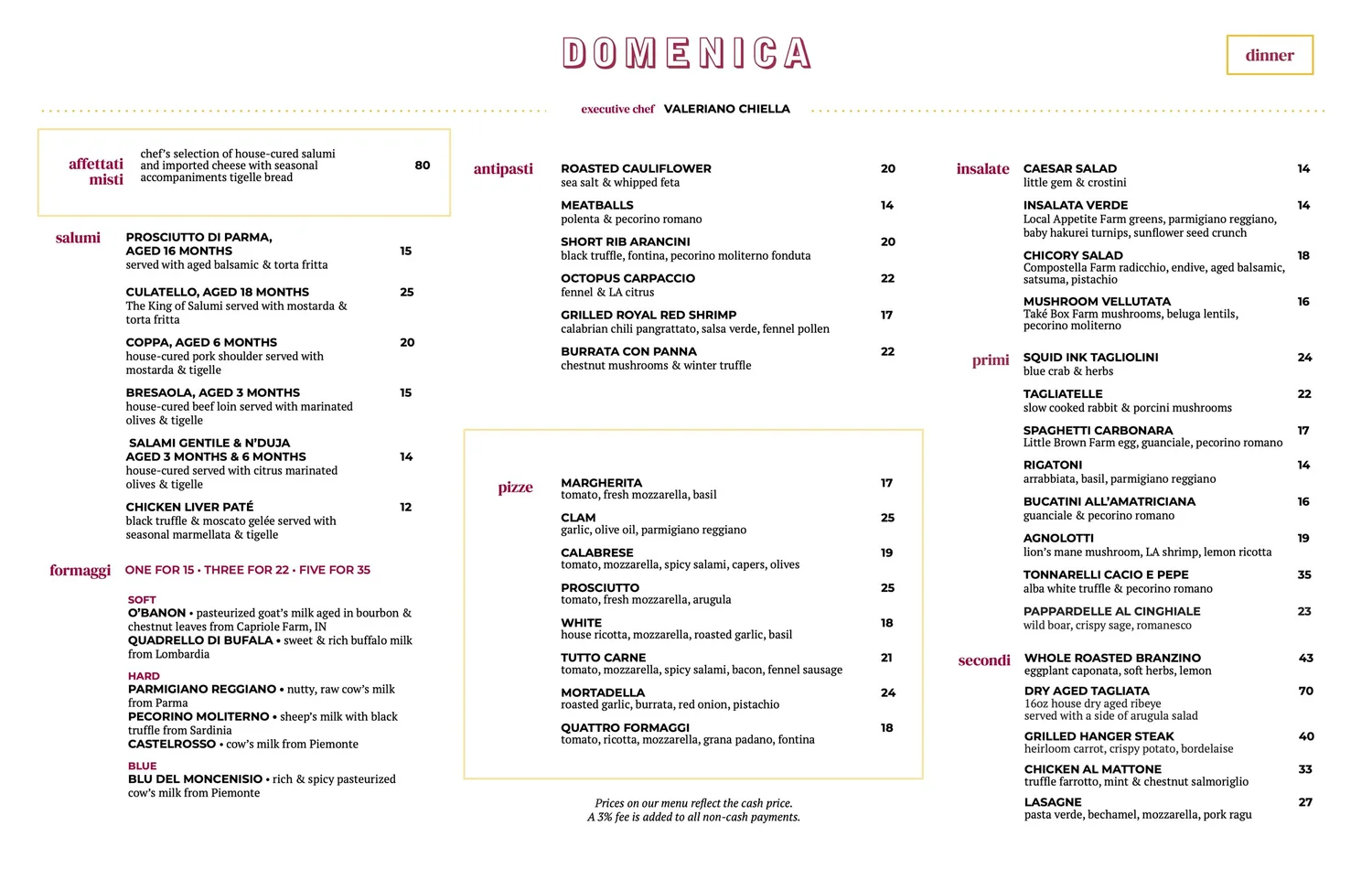 Menu — Domenica