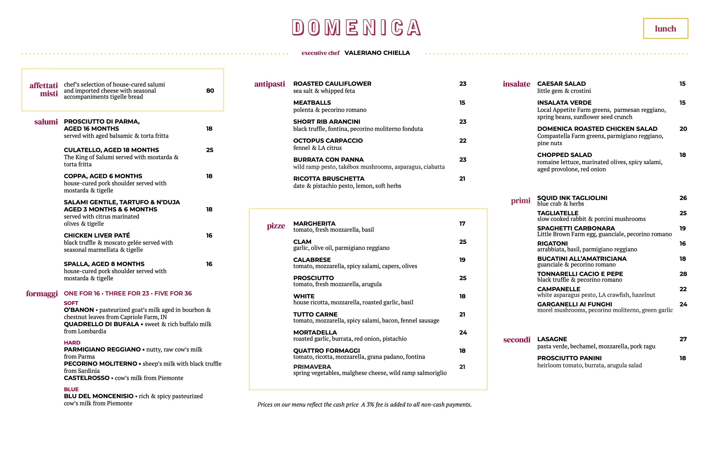 Menu — Domenica