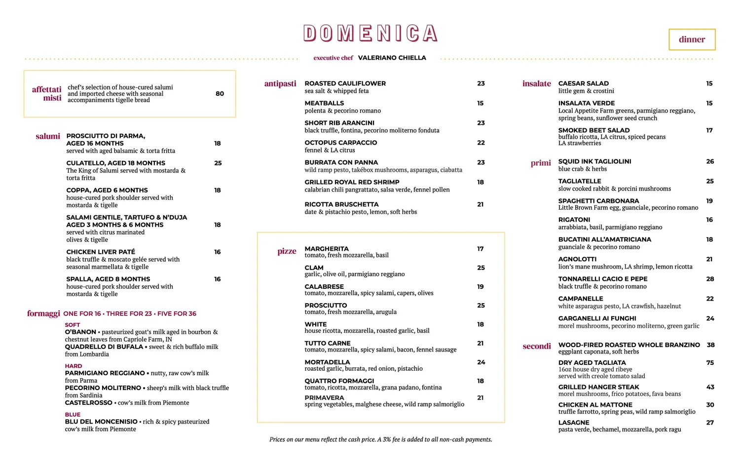Menu — Domenica