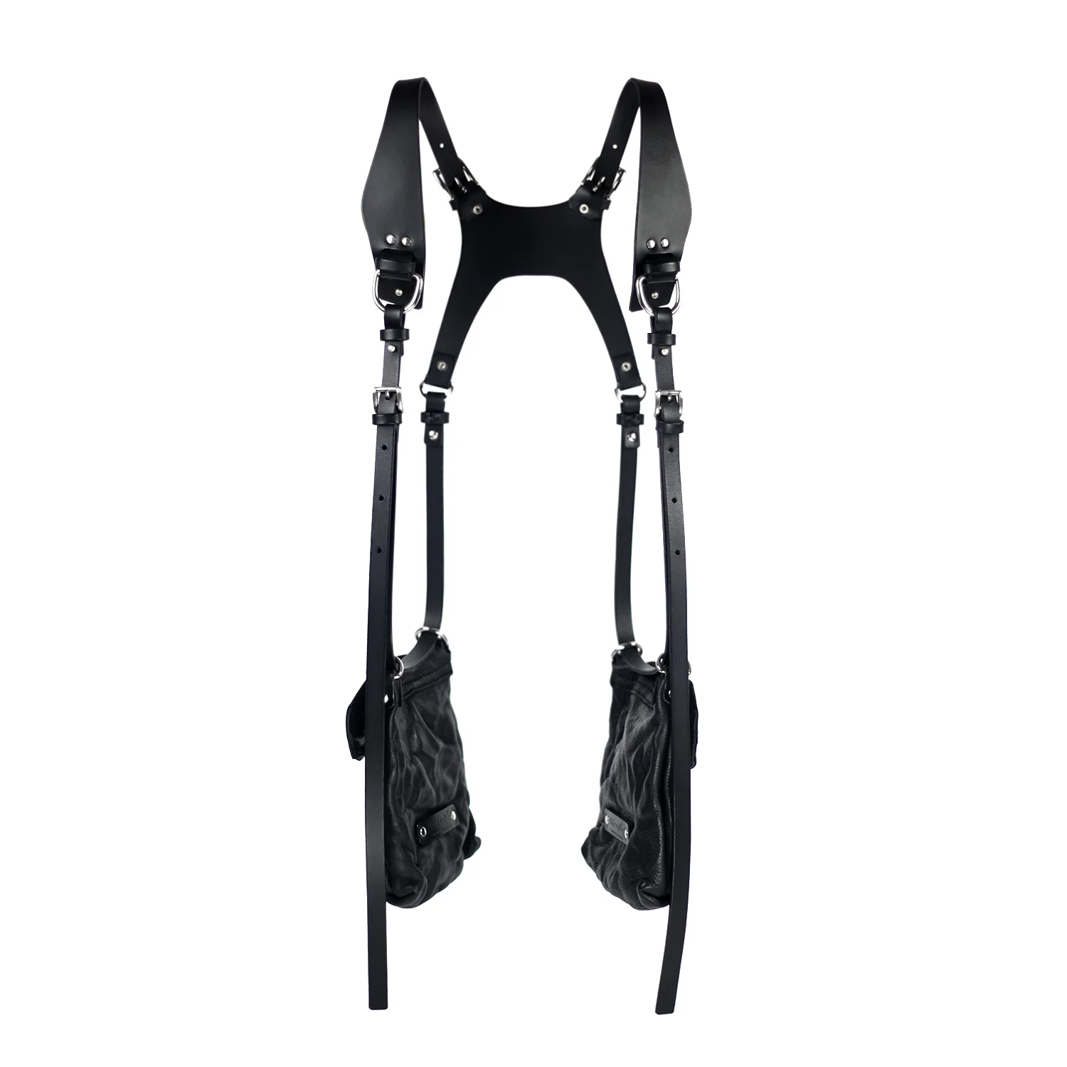 MIKA BLACK LEATHER HARNESS POUCHES — TEO+NG — TEO+NG