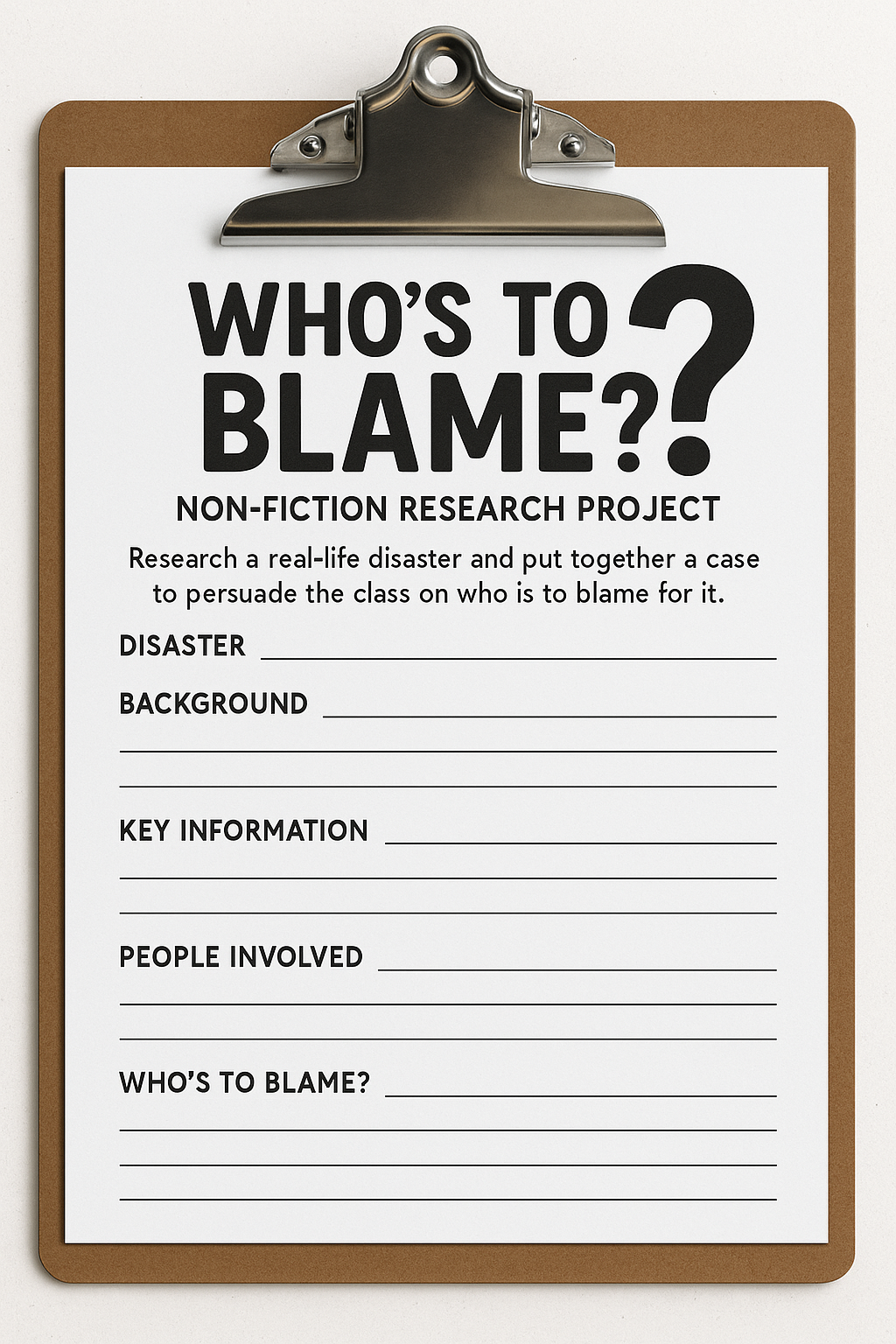 "Who’s to Blame?" A Real-World Disaster Project That Builds Critical ...