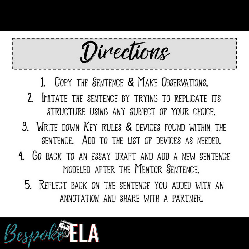 How to get Started with Mentor Sentences — Bespoke ELA: Essay Writing ...