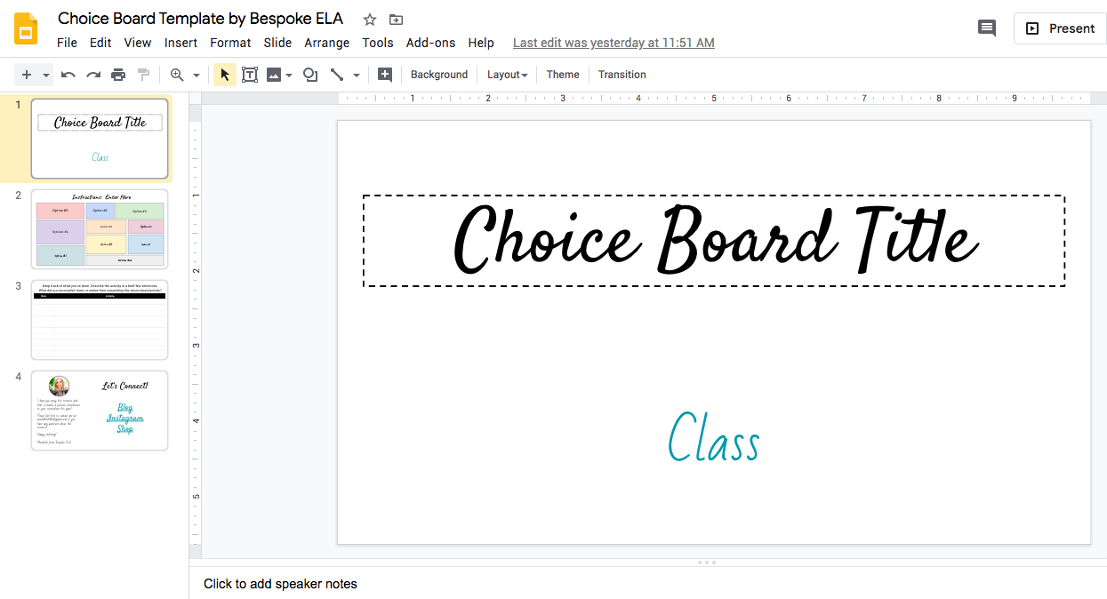 How to Make a Choice Board for Projects and Assignments Using Google ...