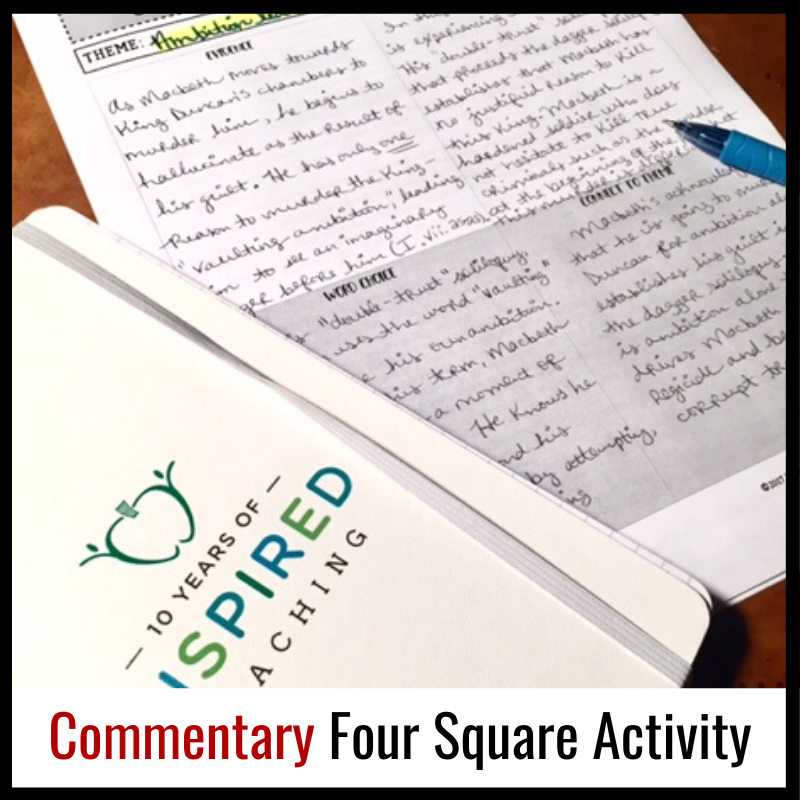 Commentary for Literary Analysis: Four Square Strategy for Success ...