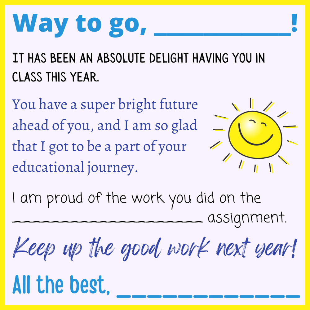 End of the Year Note Ideas for Students — Bespoke ELA: Essay Writing ...