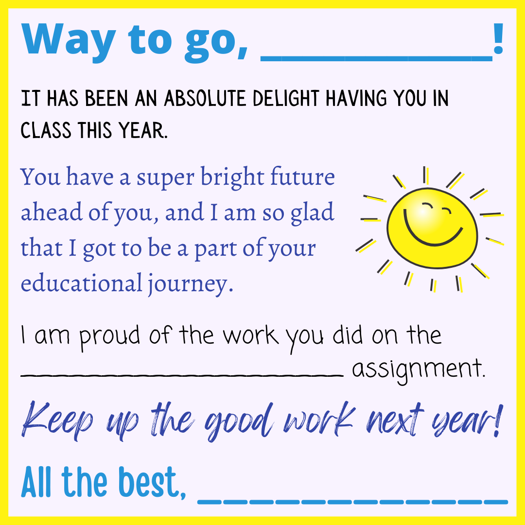 End of the Year Note Ideas for Students — Bespoke ELA: Essay Writing ...