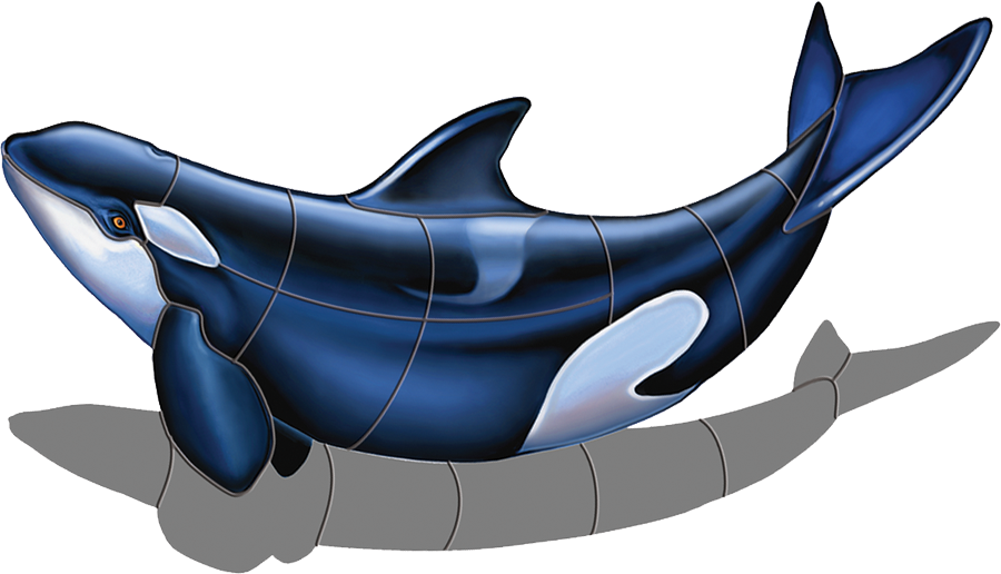 Porcelain Orca Mosaic with Shadow - B — Custom Mosaics