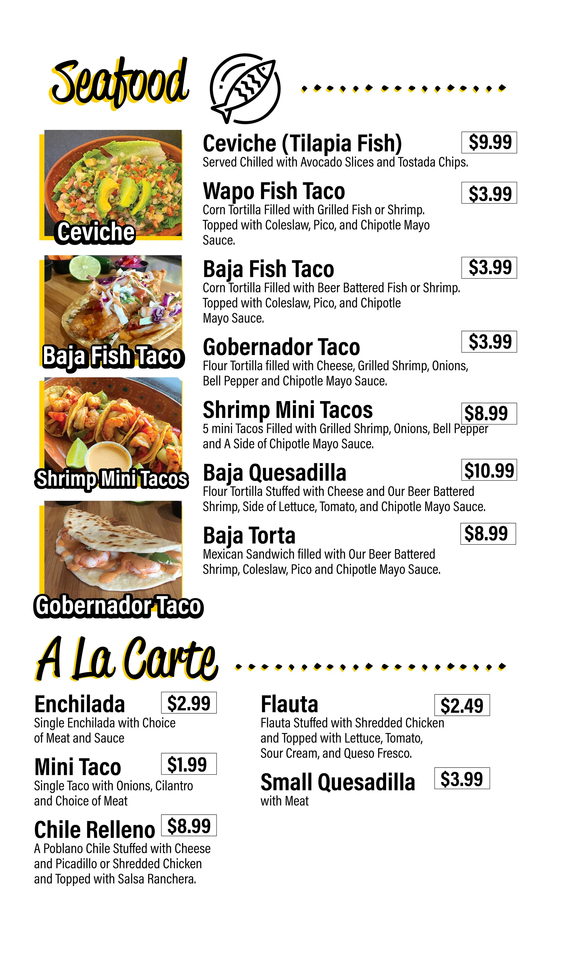 Our Menu — Wapo Taco TX