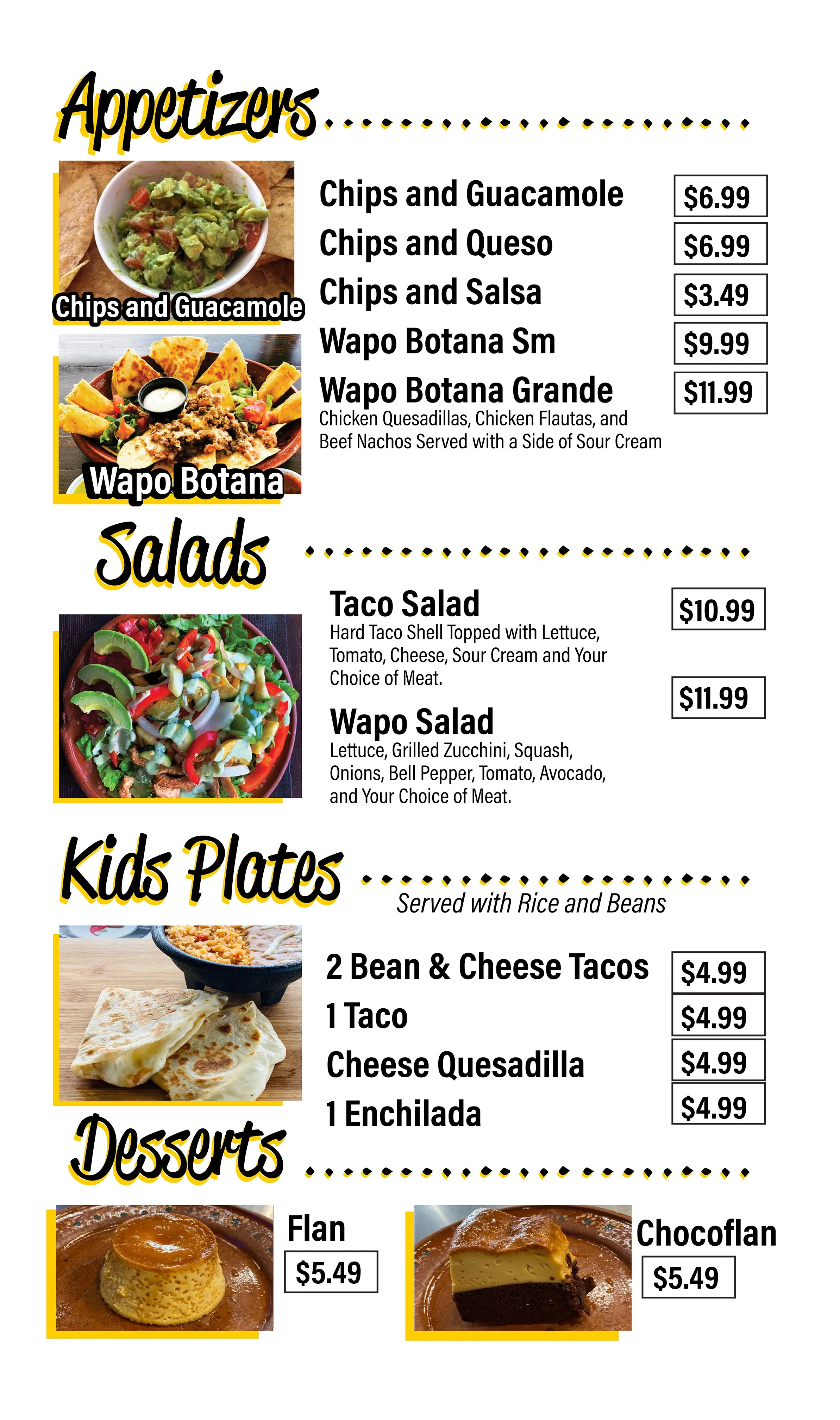 Our Menu — Wapo Taco