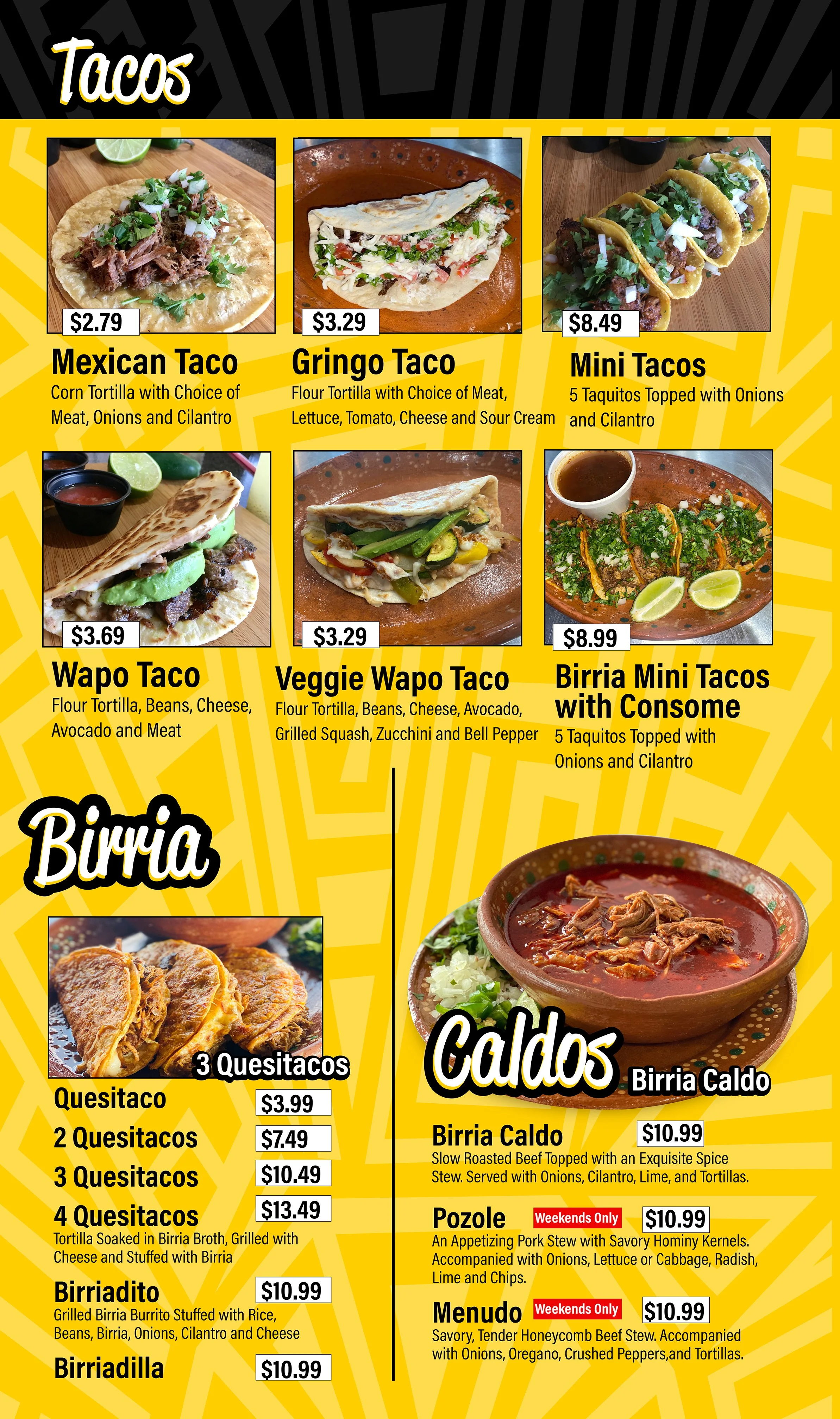 Our Menu — Wapo Taco TX