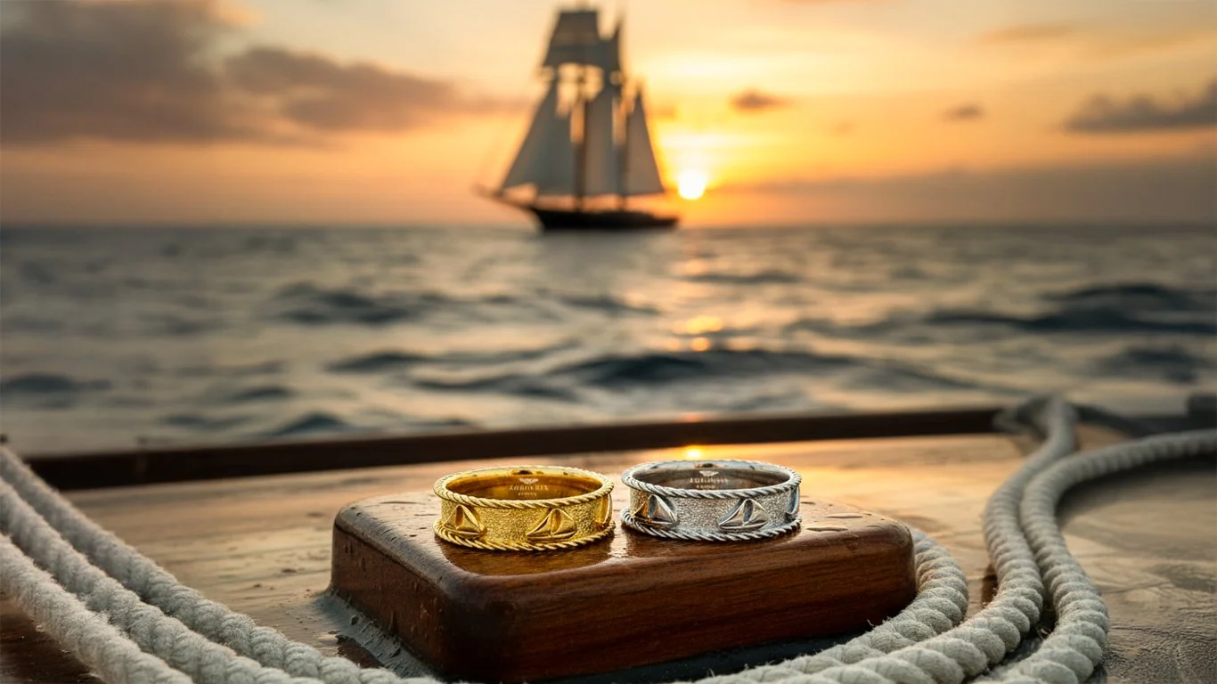 Men's Nautical Rings - Nautical Ring - Men Gold Rings - Men's Sailing ...