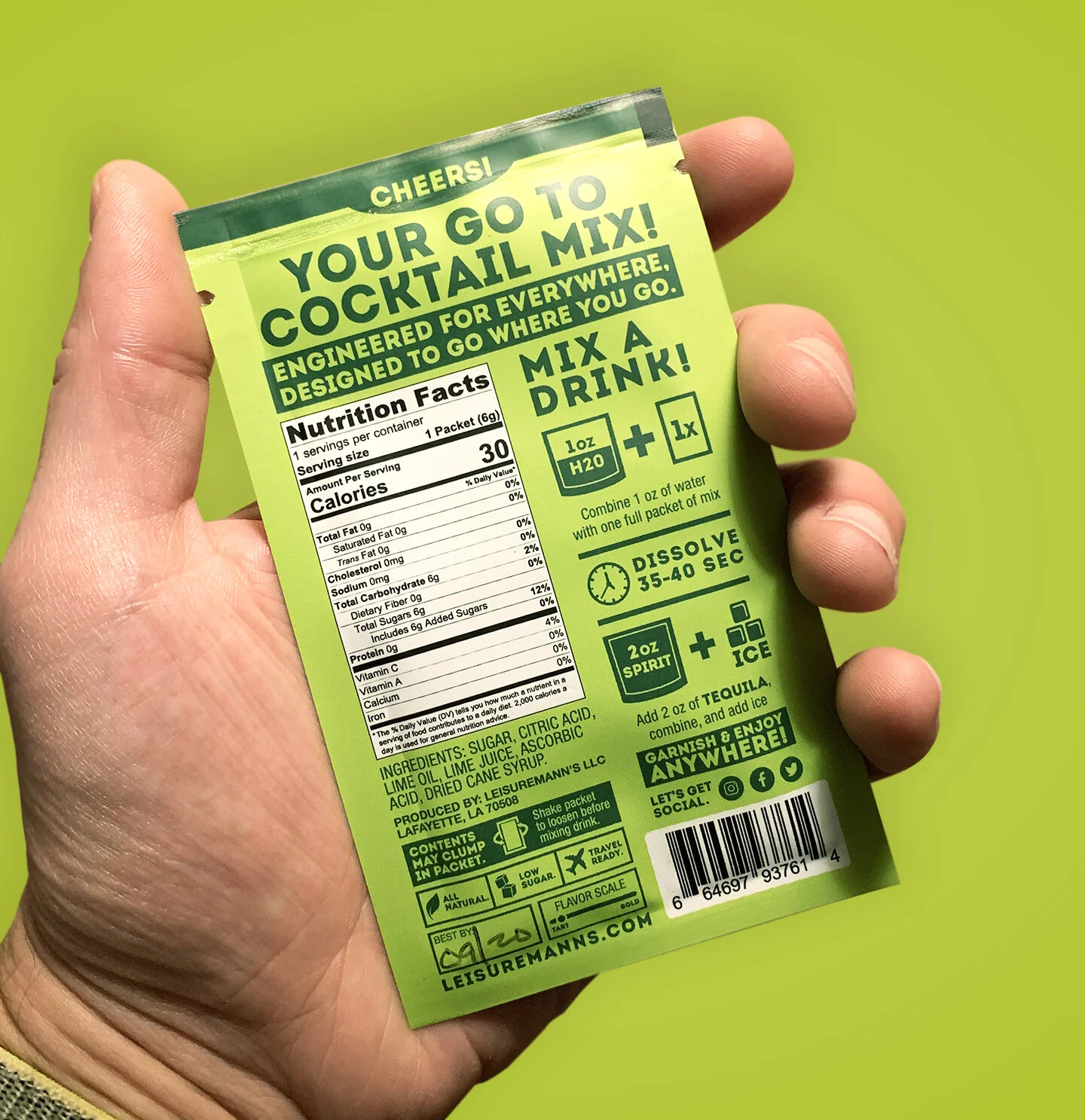 Leisuremann's Cocktail Mixes - Single Serve Packs