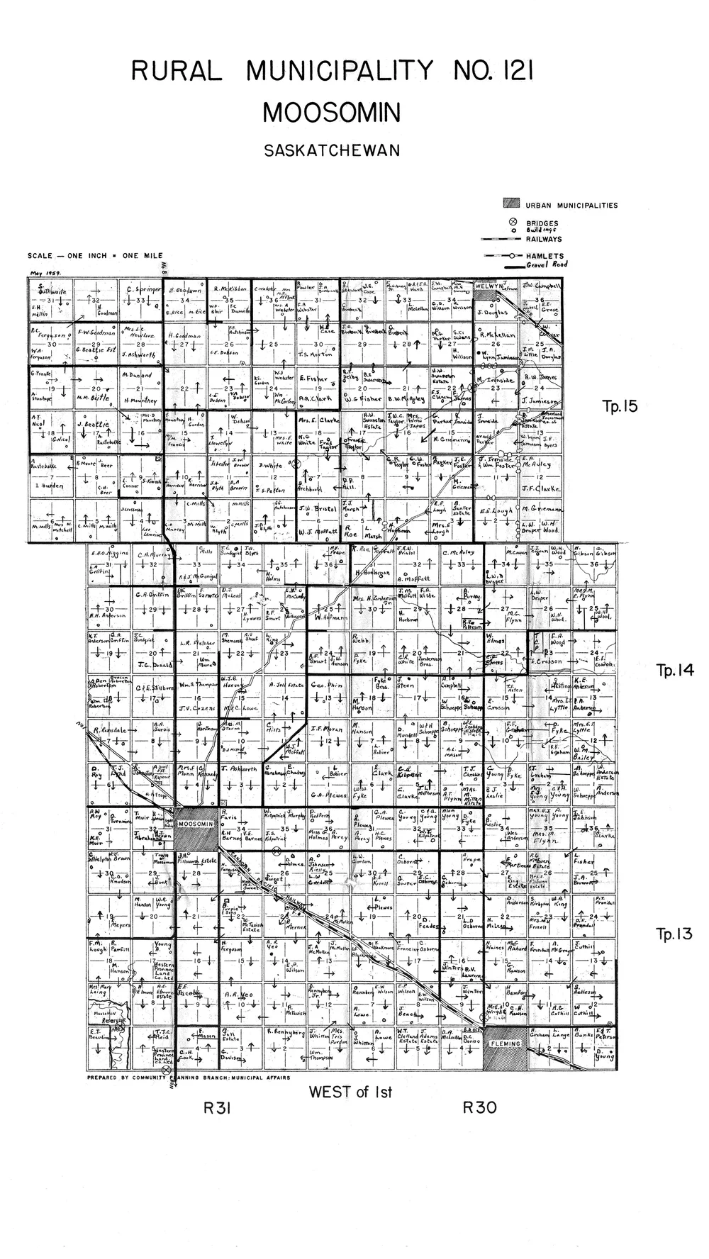 Property Ownership Map of R.M. of Moosomin No. 121 (1959) — THRU TIME ...